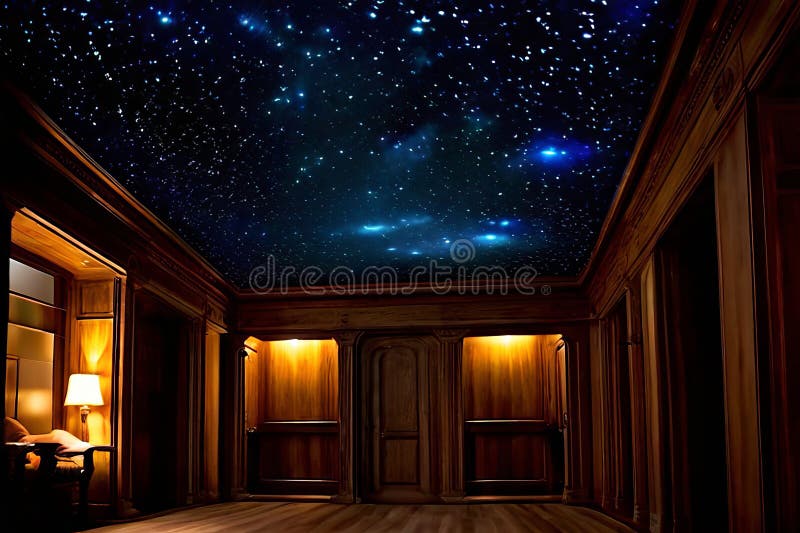 Glowing Starry Ceiling the Ceiling is Filled with Tiny Glowing S Stock ...