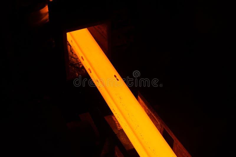Steel Bars Just after Casting Stock Image - Image of heat, sparks: 35992733
