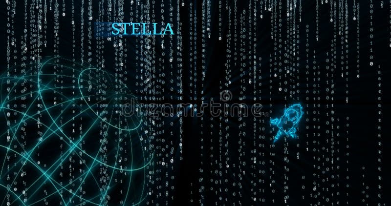 Glowing Stellar XLM Symbol Against Falling Binary Code Symbols Stock ...