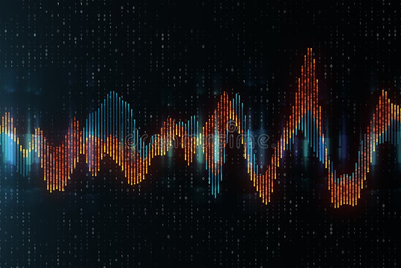 Glowing Stock Chart with Index Grid Stock Illustration - Illustration ...