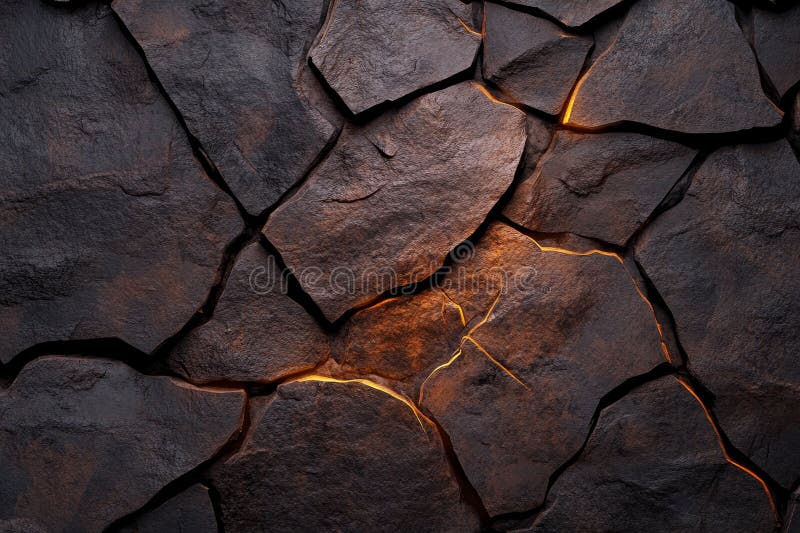 Glowing Stone Wall Texture Dark Brown and Black Stone Wall Texture with ...