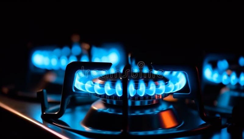 Glowing Stove Top Burner Emits Natural Gas Flame Generated by AI Stock ...