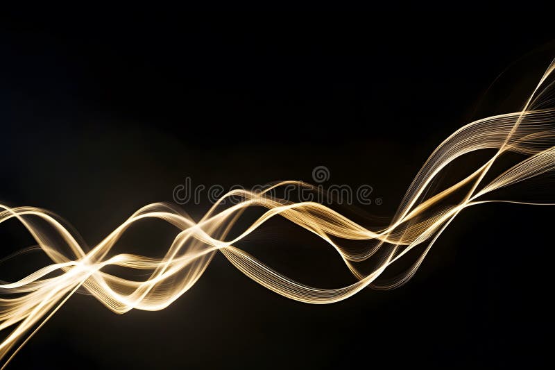 Glowing Strands of Light Forming Gentle S-curve on Black Backdrop Stock ...