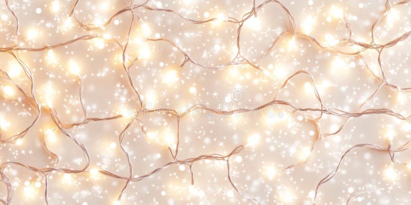 Glowing String Lights Creating a Sparkling Festive Pattern on a Bright ...
