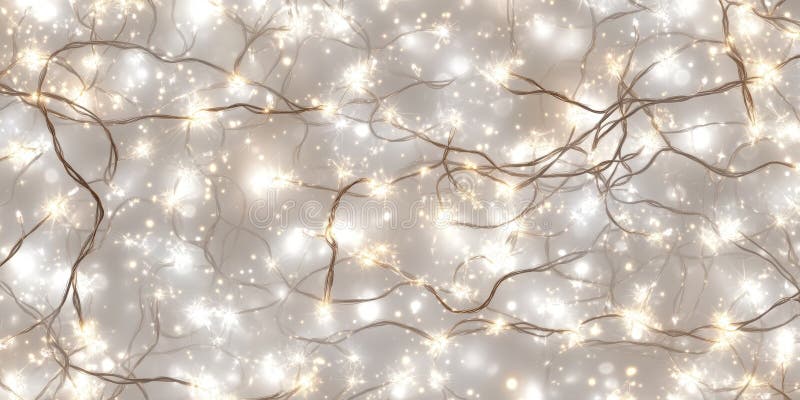 Glowing String Lights Creating a Sparkling Festive Pattern on a Bright ...