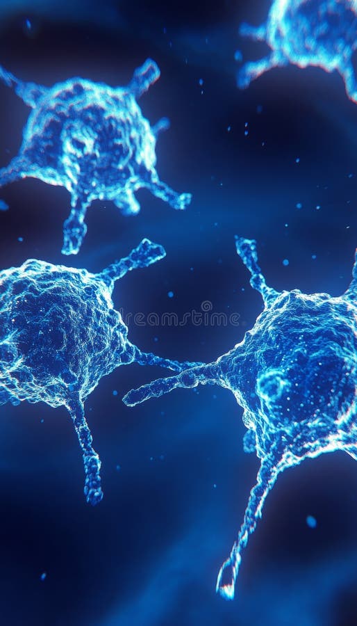 Glowing Structure of Cancer Cells Rendered in 3D Illustration Showing ...