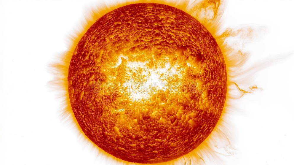 Glowing Sun Radiating Intense Heat and Light Stock Illustration ...