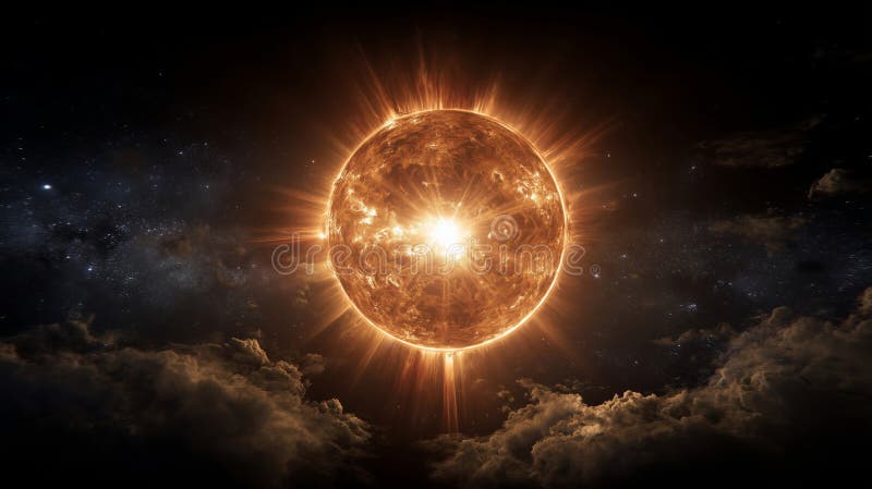 Glowing Sun in Space with Bright Halo Stock Image - Image of bright ...