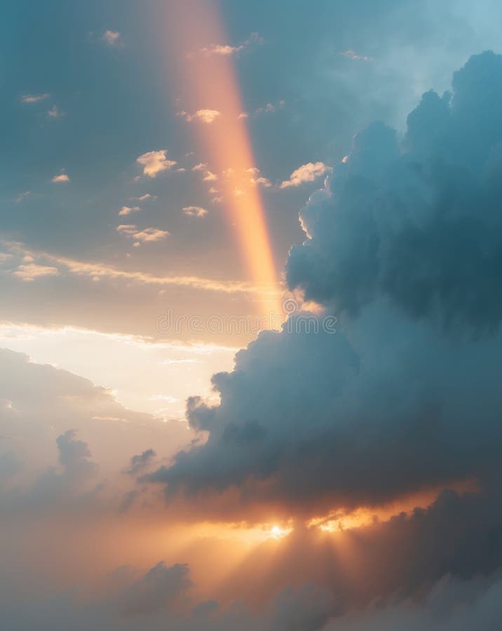 Glowing Sunbeam Breaks through Stormy Clouds during a Dramatic Sky ...