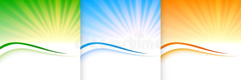 Glowing Sunburst Background in Three Colors Design Stock Vector ...