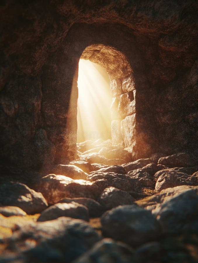 Glowing Sunlight in Cave Entrance Stock Image - Image of morning, cave ...