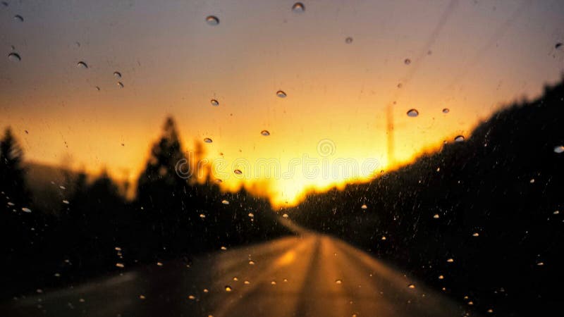 Glowing Sunset Focused on Raindrops Stock Image - Image of rain ...
