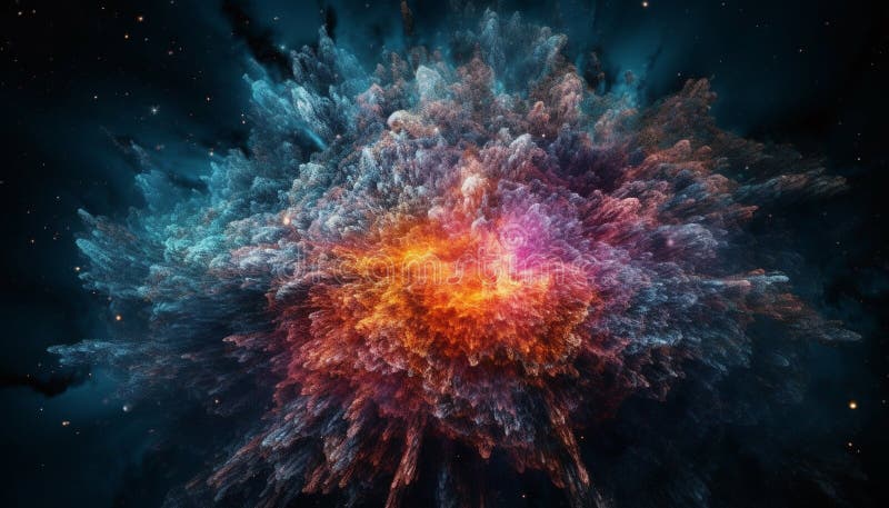 A Glowing Supernova Explodes in a Multi Colored Nebula Backdrop ...