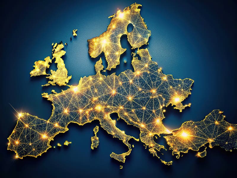 A Glowing Surreal Map of Europe Visualizing Digital Connectivity and ...