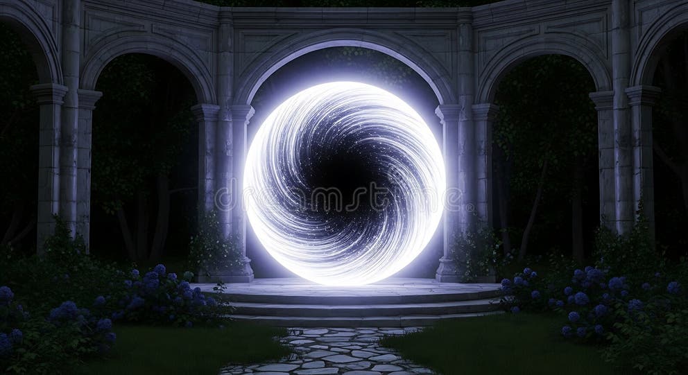 A Glowing, Swirling Portal of White Light Stands within a Classical ...