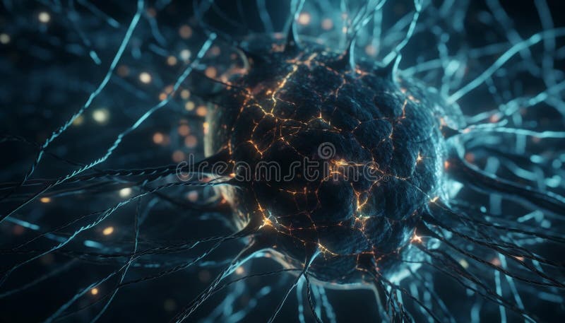 Glowing Synapse Connects Neuron in the Brain Generated by AI Stock ...