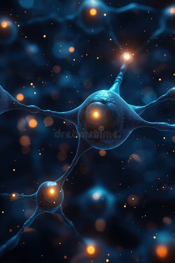 Neurons Transmitting Signals in the Brain Creating Complex Neural ...