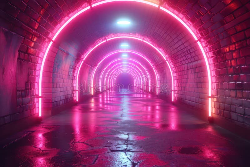 Glowing Synthwave Retro Background with Neon Lights Stock Illustration ...