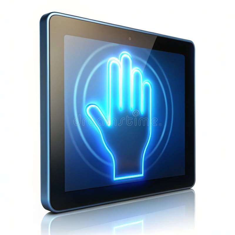 Glowing Tablet with Animated Touch Gestures Stock Illustration ...