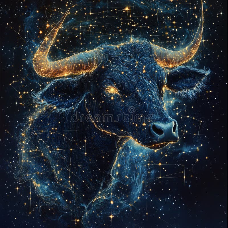 Glowing Taurus Constellation in Deep Space with Bright Celestial Stars ...