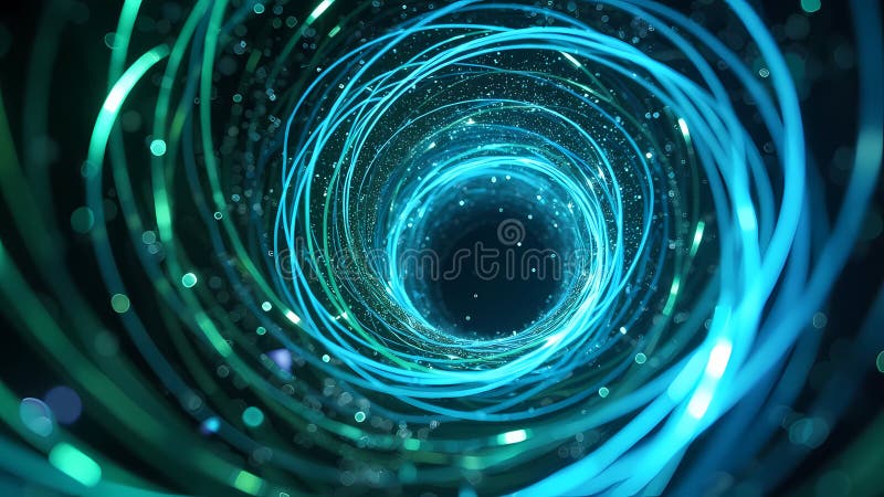 Glowing Blue Green Vortex Energy Particles Dark Background Stock Photos ...
