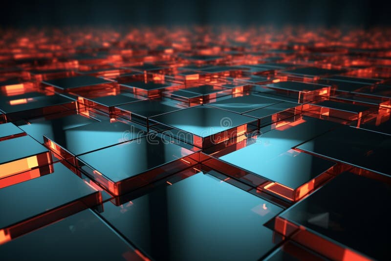 Glowing Tech Abstraction Complex Geometric Structure, Abstract 3D Rendering Stock Illustration ...