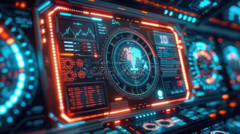 Glowing Tech Interface with Abstract Data Patterns Stock Image - Image of hardware, trading ...