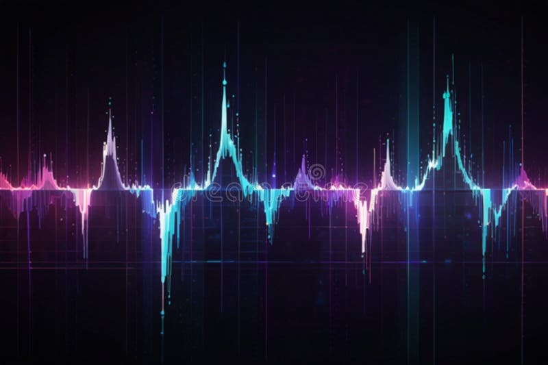 Glowing Tech Waveforms in Purple and Blue Stock Illustration ...