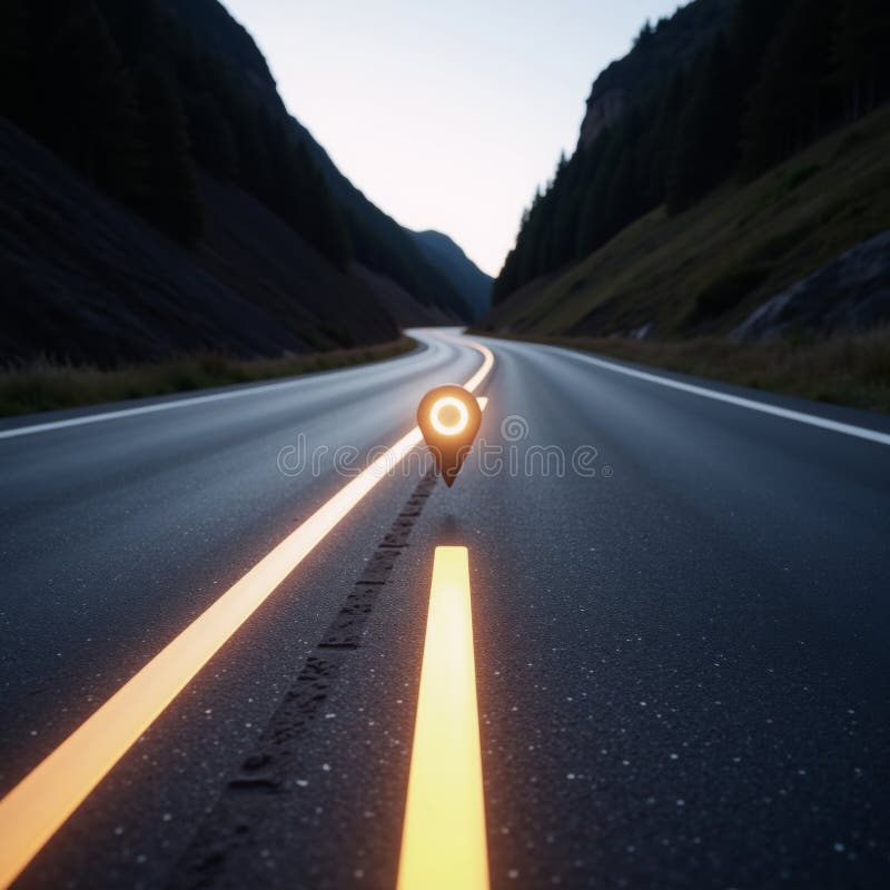 A Glowing Techdriven 3D Illustration Highlights a Smooth Winding Road ...