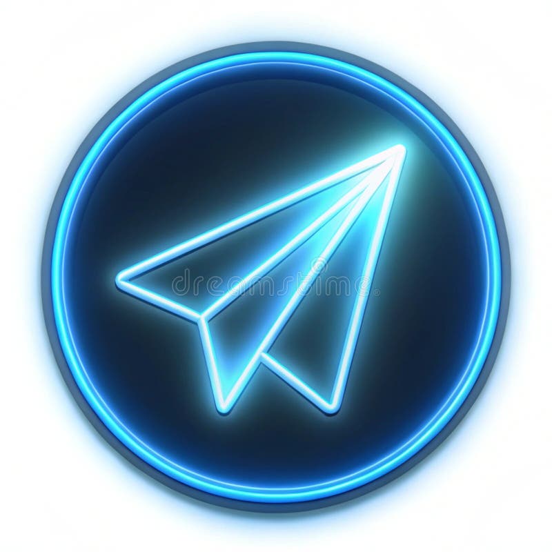 Glowing Telegram Logo Isolated on White Background Stock Illustration ...