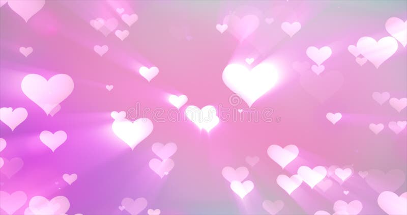 Glowing Tender Flying Love Hearts On A Pink Background For Valentine`s
