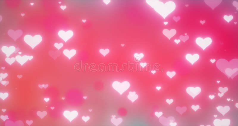 Glowing Tender Flying Love Hearts On A Pink Background Stock