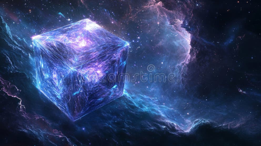 A Glowing Tesseract in a Cosmic Void Surrounded by Nebulae and ...