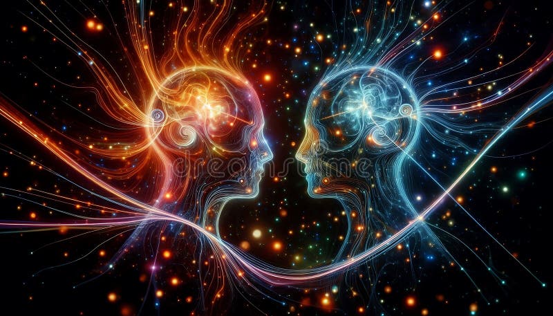 Glowing Threads Connecting Abstract Human Figures Symbolizing ...