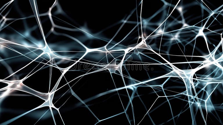 Neural Network Visualization of Glowing Threads Against a Clean Black ...