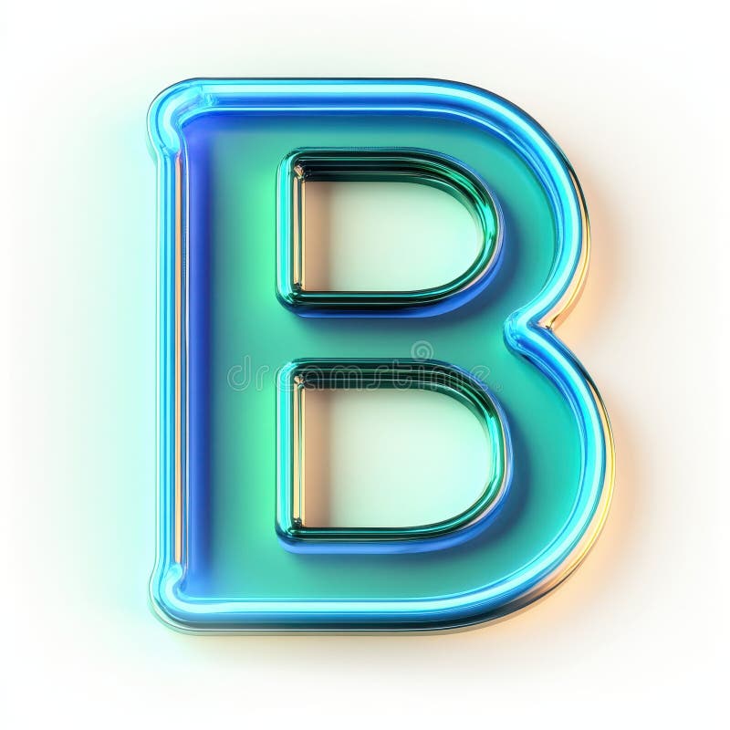 A Glowing, Three-dimensional Letter "B" with a Neon Effect Stock ...