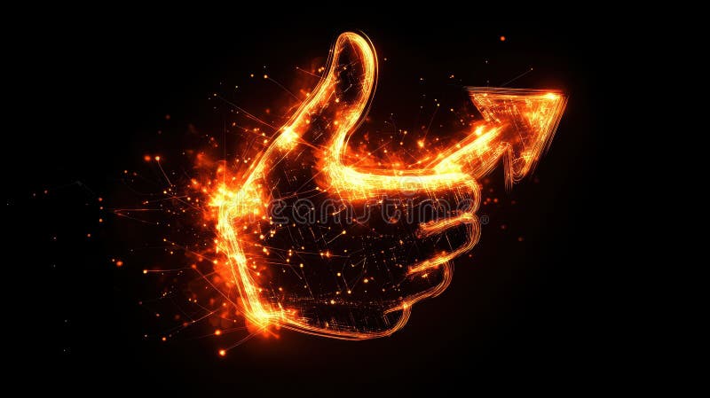 A Glowing Thumb Up Hand with a Glowing Glow Stock Illustration ...