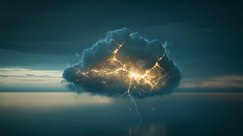 Glowing Thundercloud Over a Calm Water Surface Stock Image - Image of ...