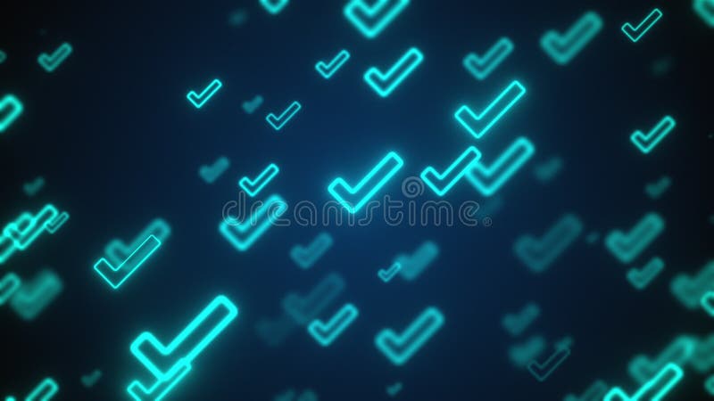 Glowing Tick symbols stock footage. Video of correct - 286277622