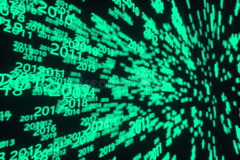 Glowing Time Numbers with Dark Background, 3d Rendering Stock ...