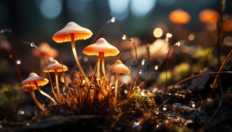 Glowing Toadstool, Small and Dark, in Autumn Forest Generated by AI ...