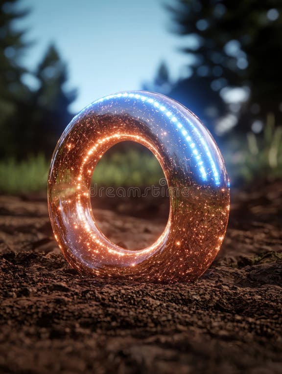 Glowing Torus on the Ground in a Forest. Stock Illustration ...