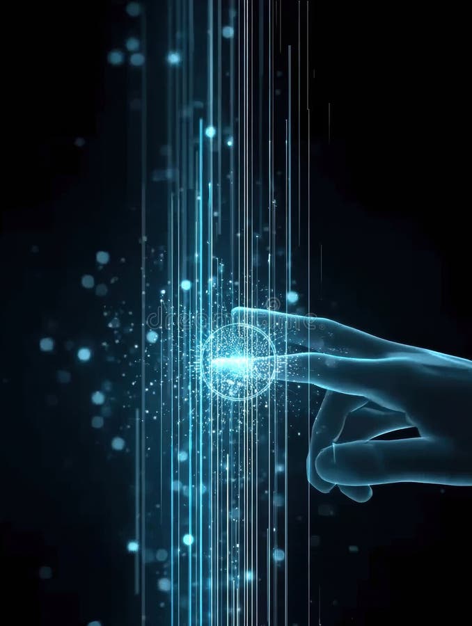 Glowing Touchless Payment System Activated by Hand Scan in Futuristic ...