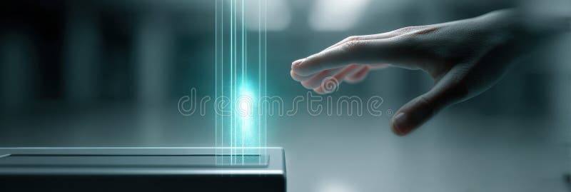 Glowing Touchless Payment System Hand Scan Animation in a Modern Retail ...