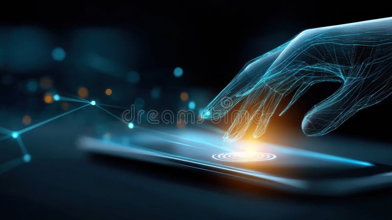 Glowing Touchless Payment System Hand Scan Animation Modern Retail ...