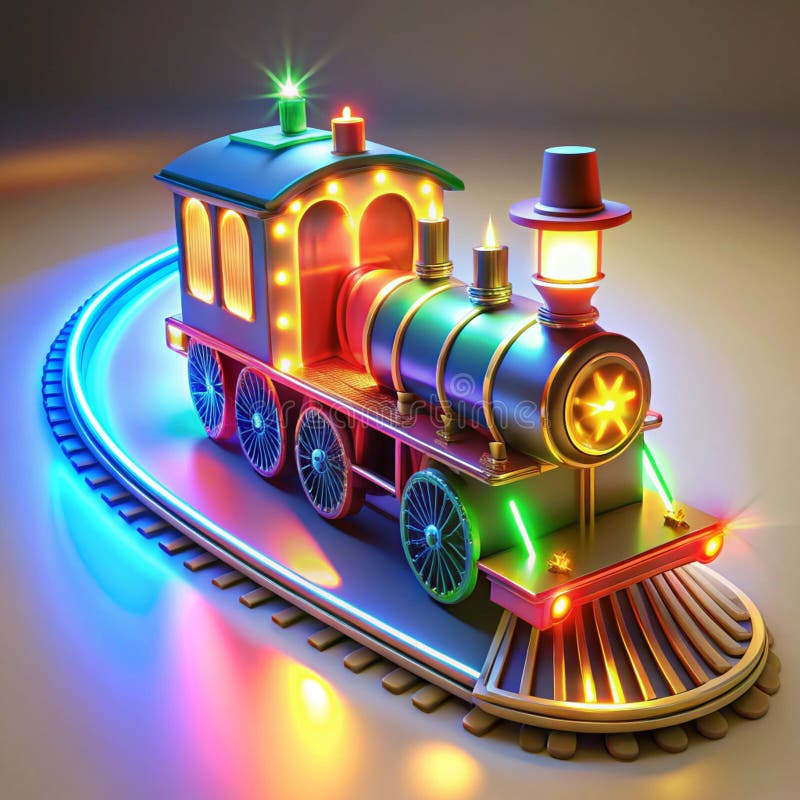 Glowing Toy Train with Animated Tracks Stock Illustration ...