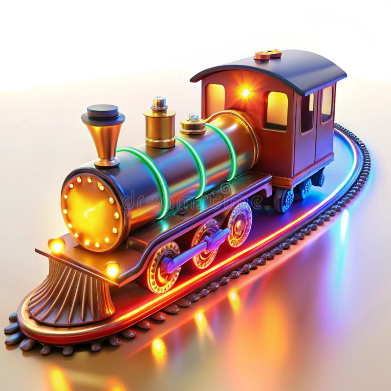 Glowing Toy Train with Animated Tracks Stock Illustration ...