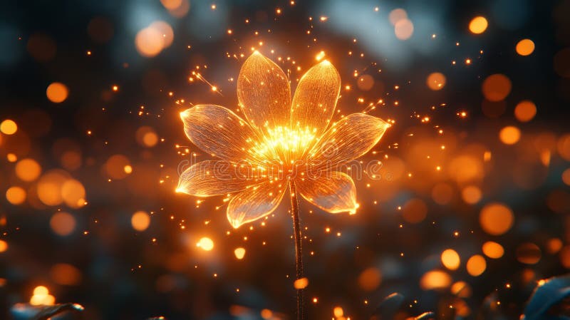 Glowing, Translucent Flower with Sparks Stock Illustration ...