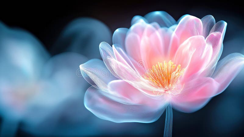 Glowing Translucent Pink Lotus Flower with Soft Background in Dreamy ...