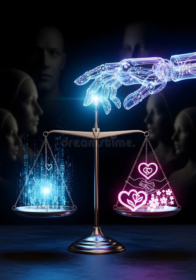 AI weighing emotion. stock illustration. Illustration of concept ...